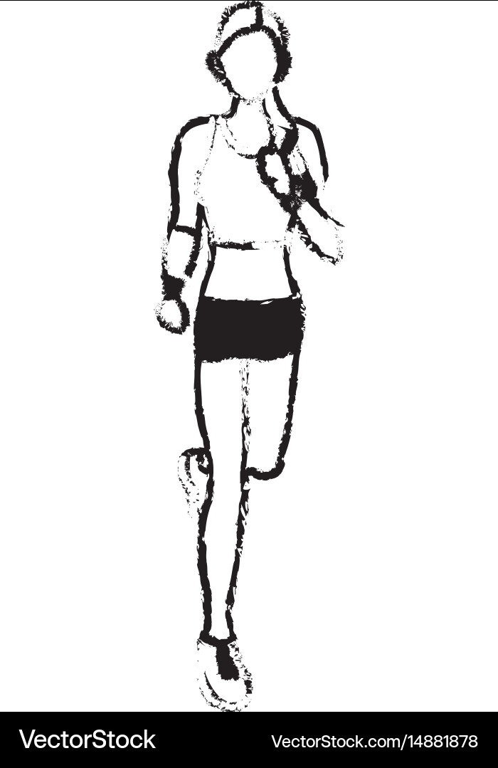 Woman training run with wearable technology Vector Image