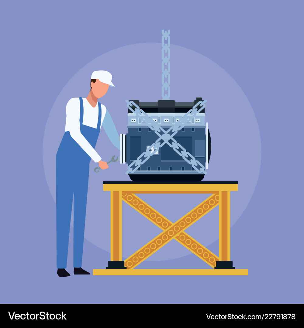 Worker on car factory Royalty Free Vector Image