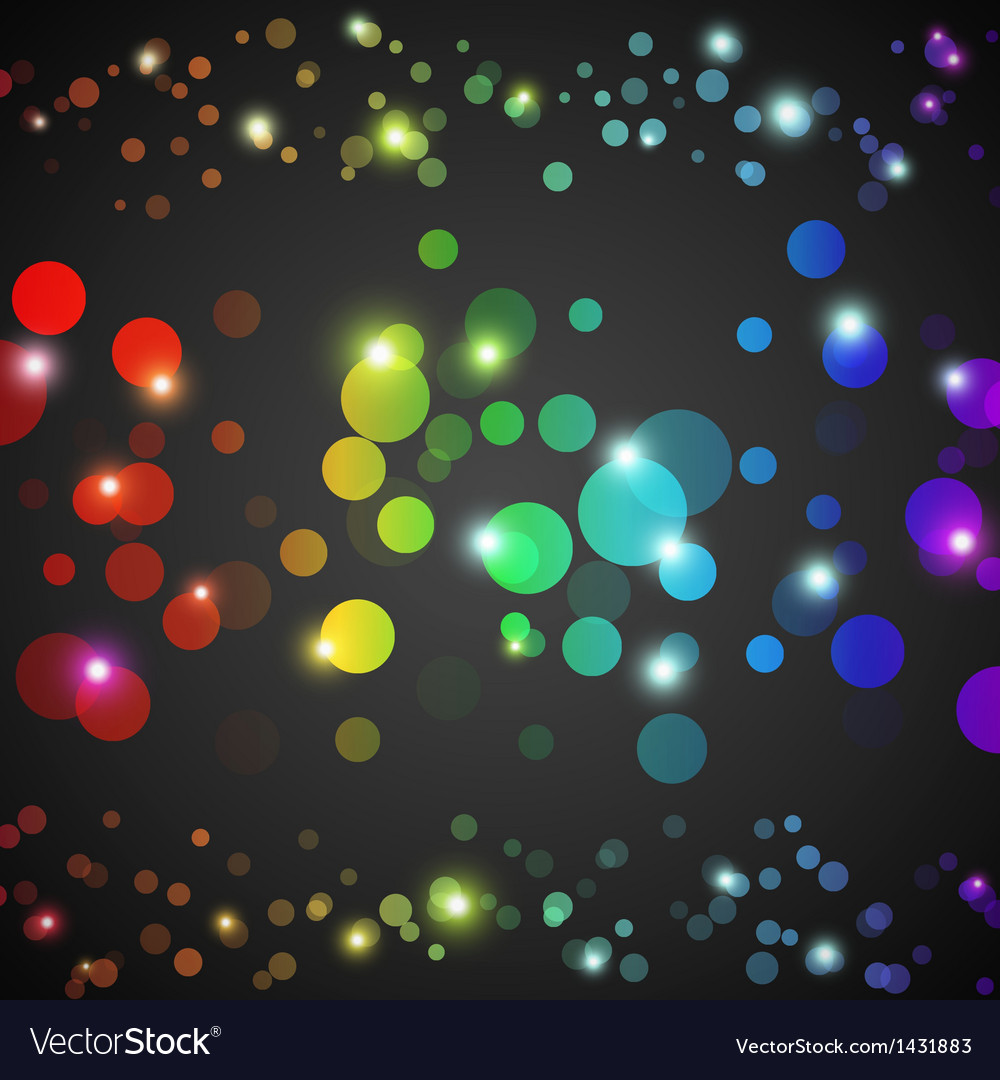 Abstract rainbow glowing circles with lights Vector Image