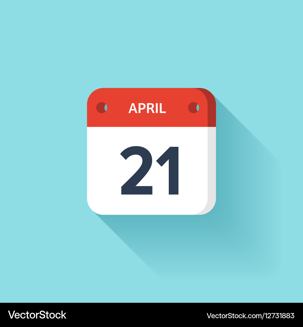 April 21 isometric calendar icon with shadow Vector Image