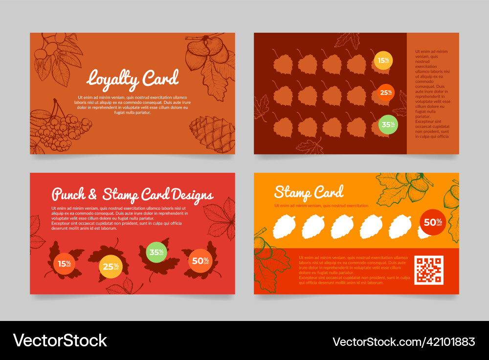 Collection loyalty punch and stamp card engraved Vector Image