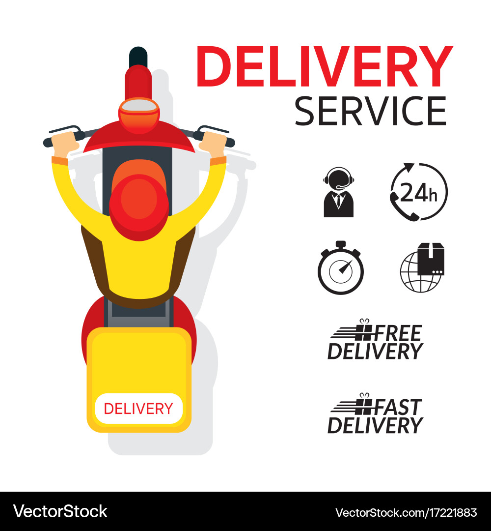 Delivery boy ride scooter motorcycle Royalty Free Vector