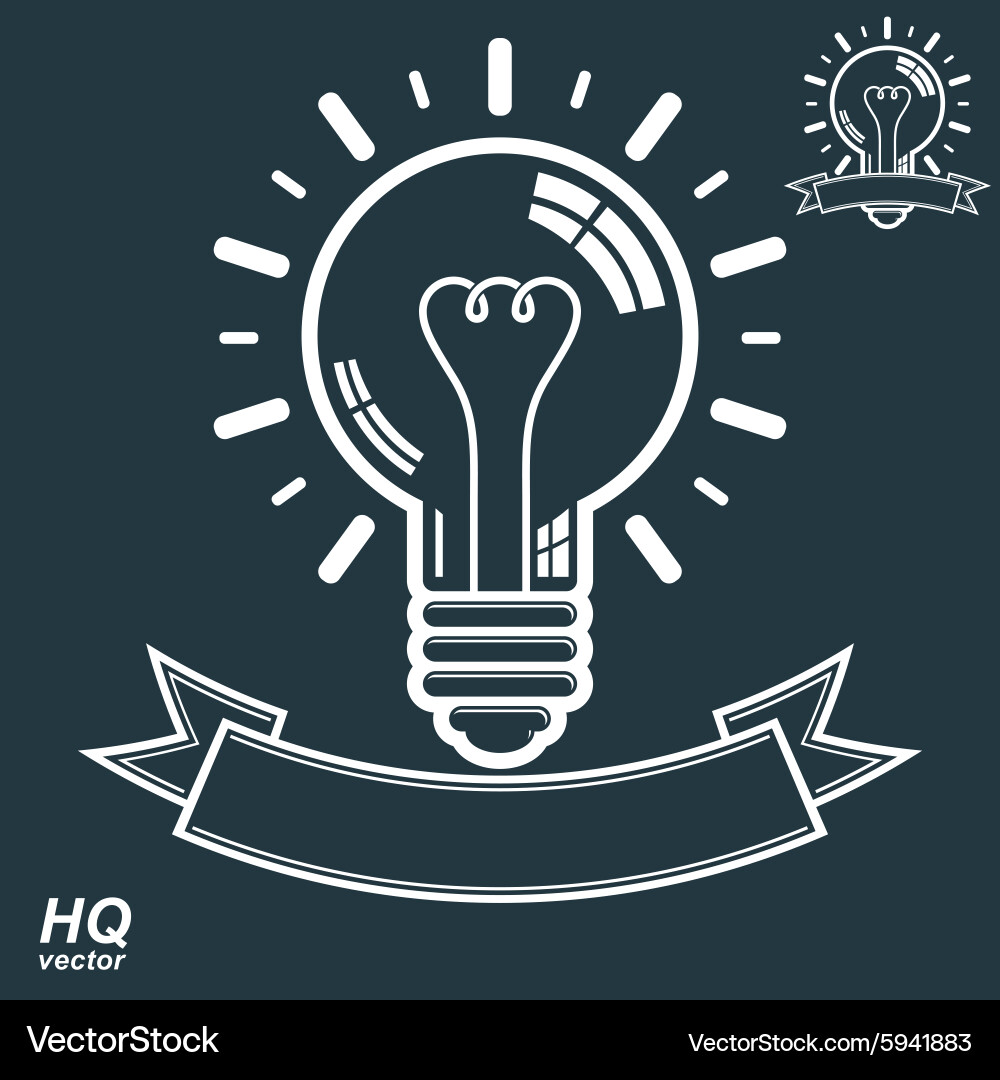 Electricity light bulb symbol insight emblem brain