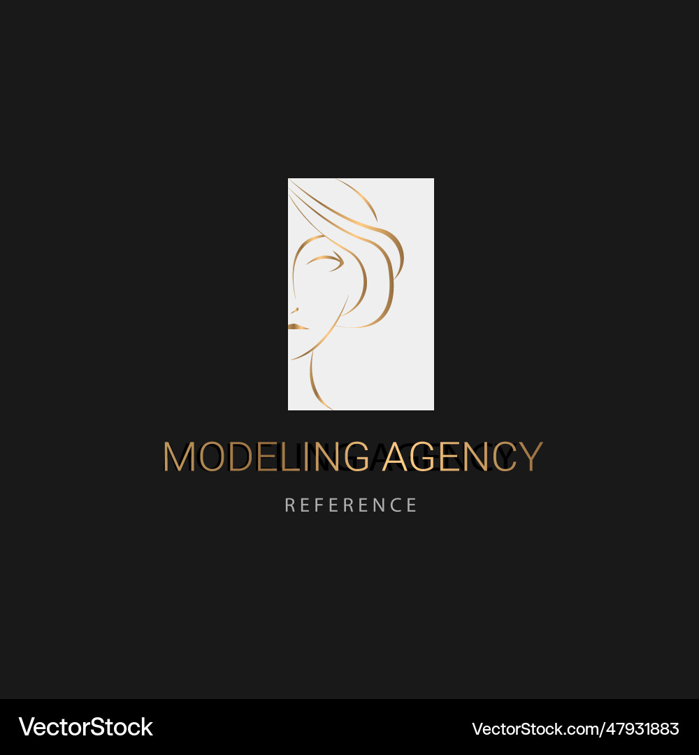 Golden minimalistic logo for a model school Vector Image