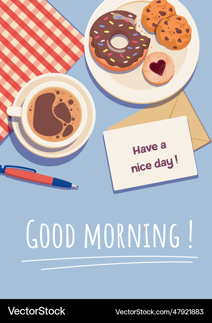 Good morning with food poster Royalty Free Vector Image