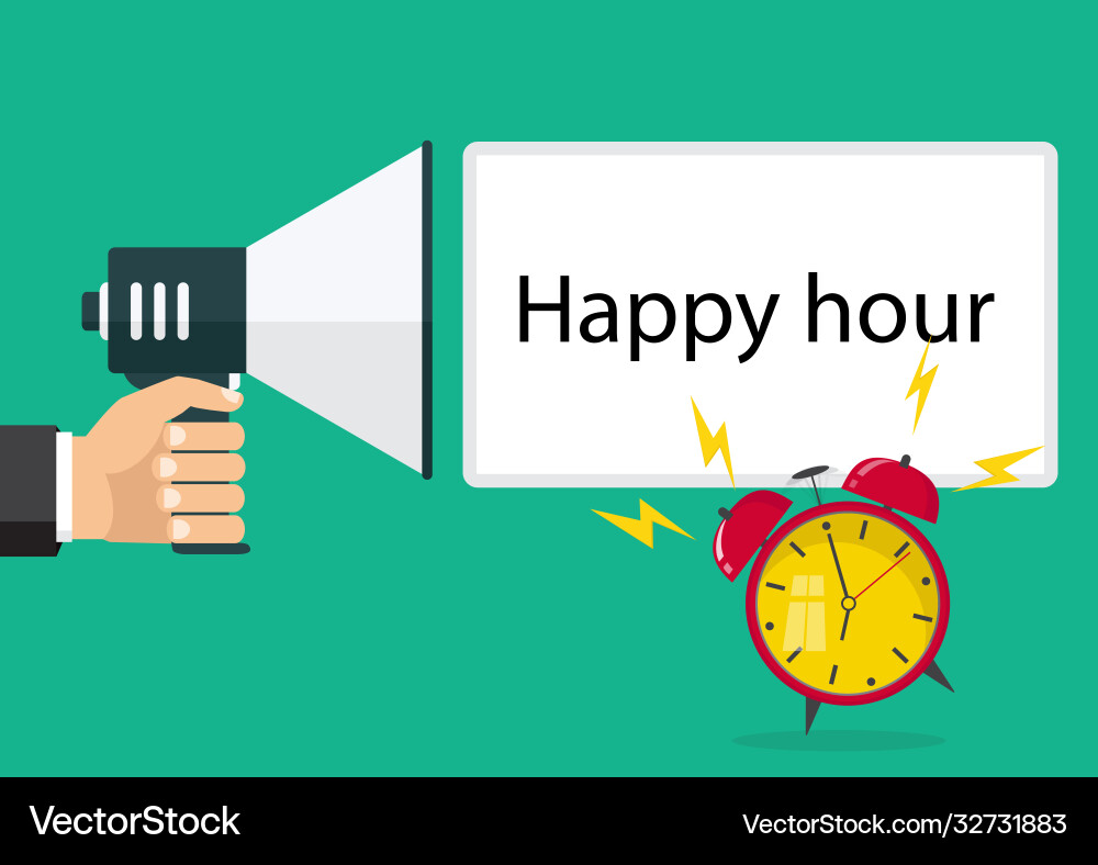 Icon happy hour alarm clock concept Royalty Free Vector