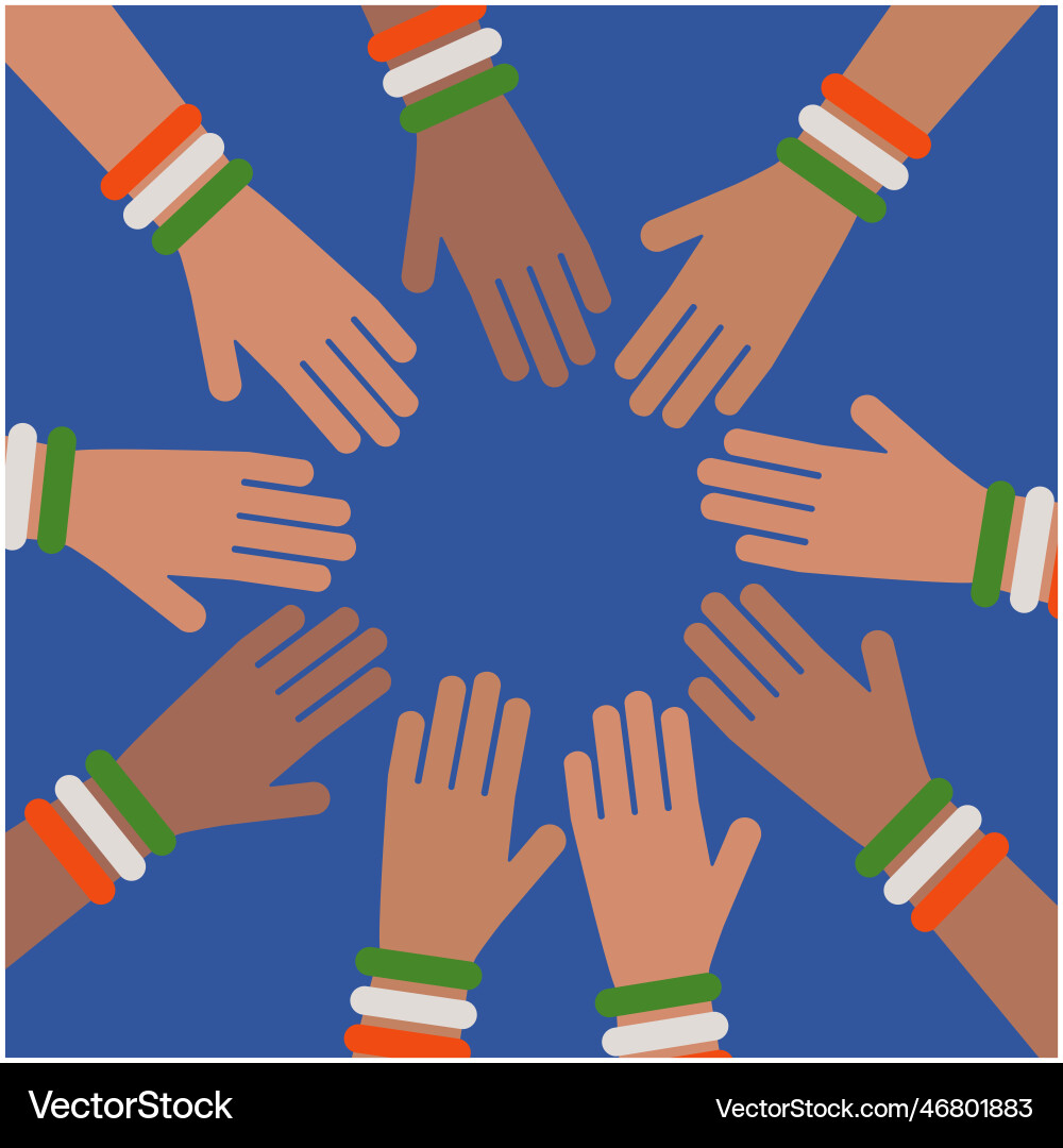 Indian independence day indians hold their hands Vector Image