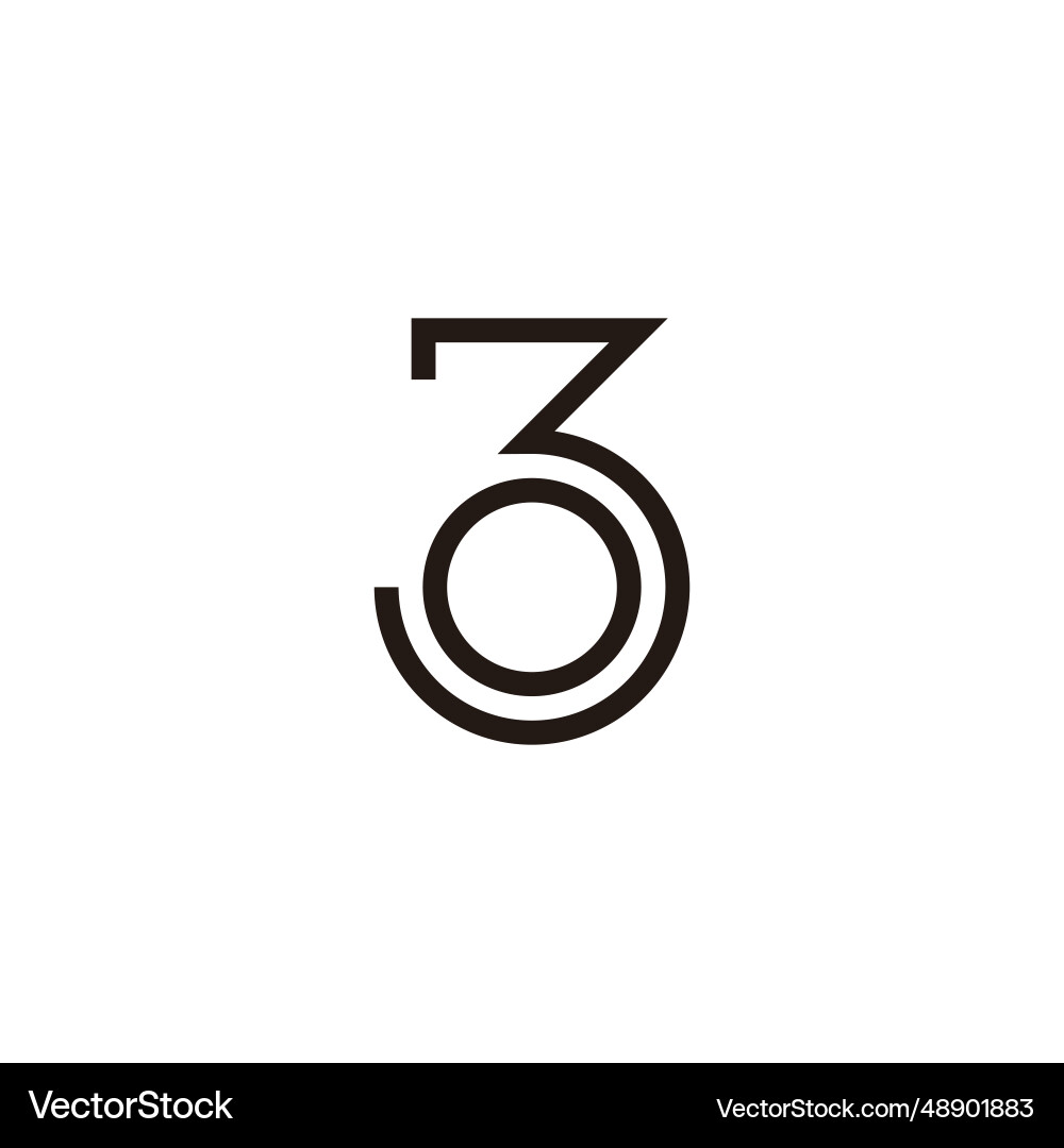 Number 3 o circle geometric symbol simple logo Vector Image