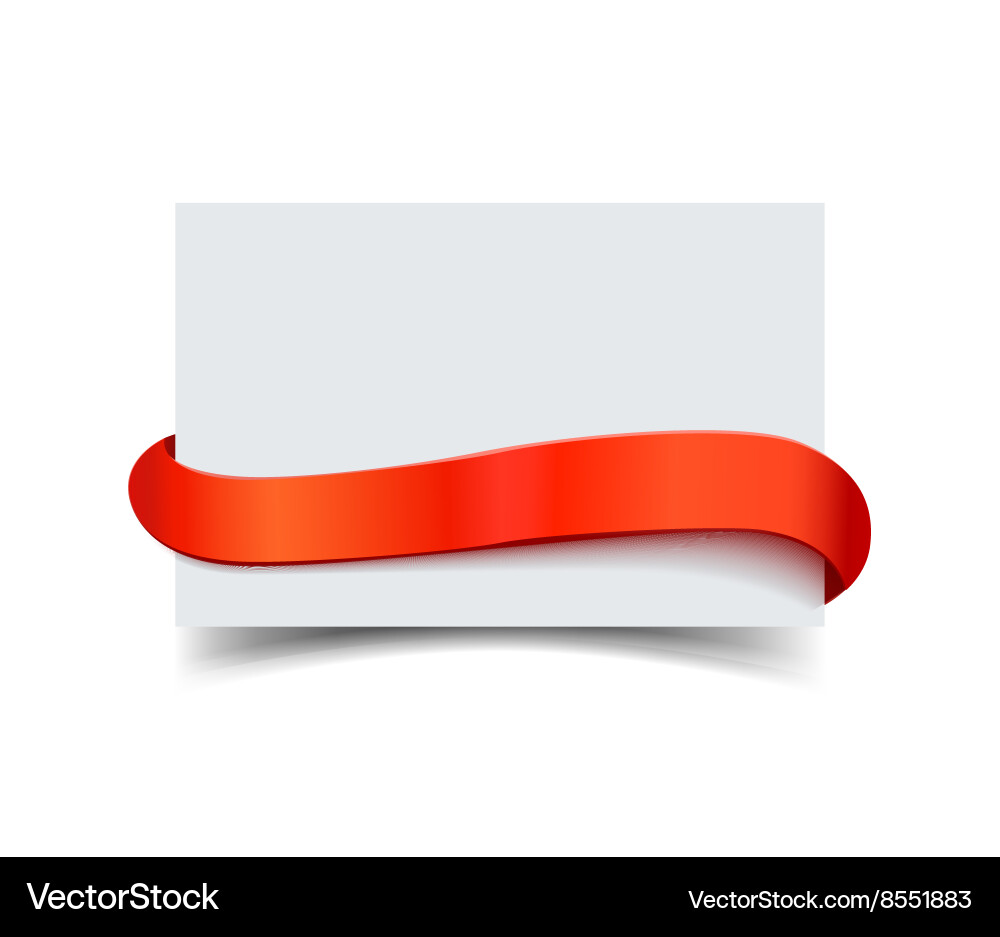 Paper greeting card with curved red gift Vector Image