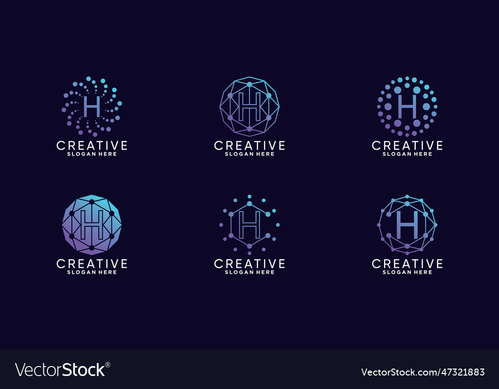 Set bundle monogram logo design technology Vector Image