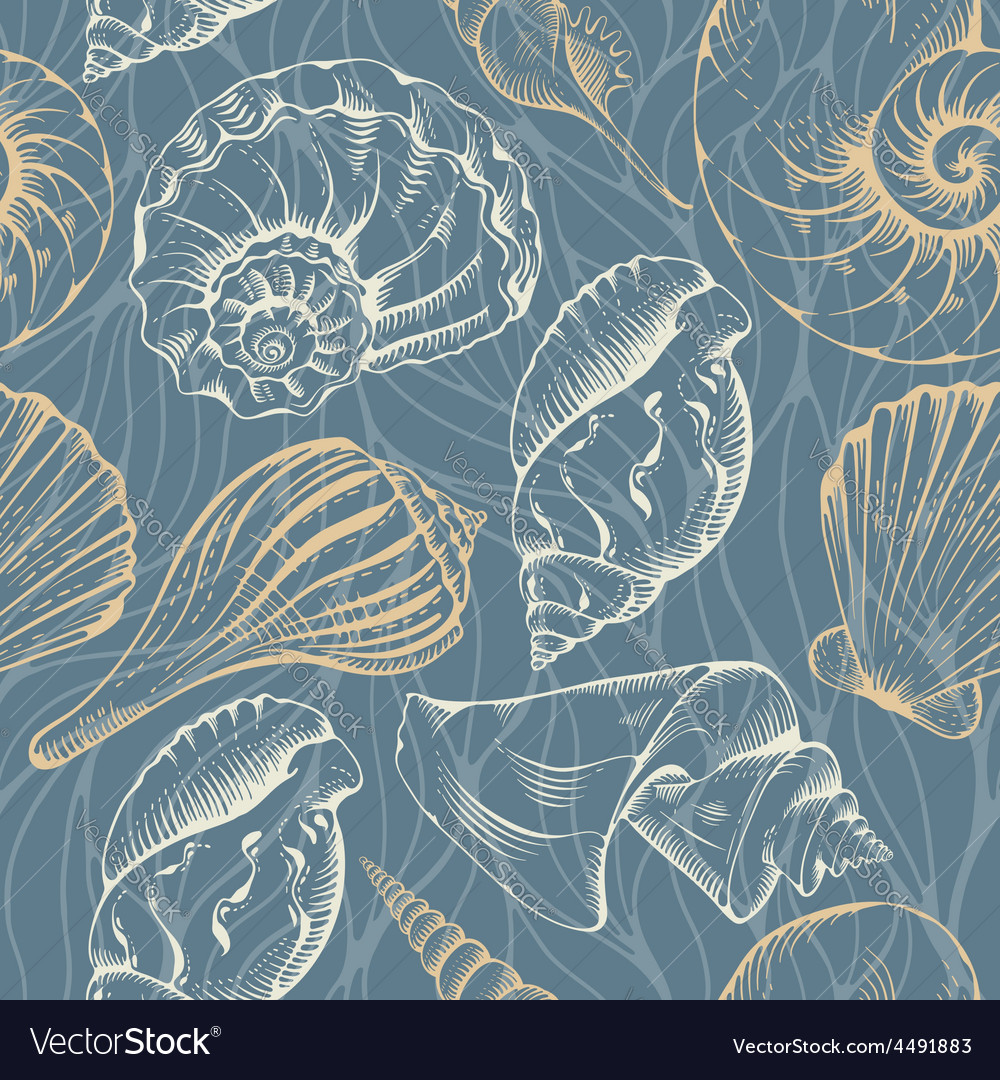 Shell seamless pattern Royalty Free Vector Image