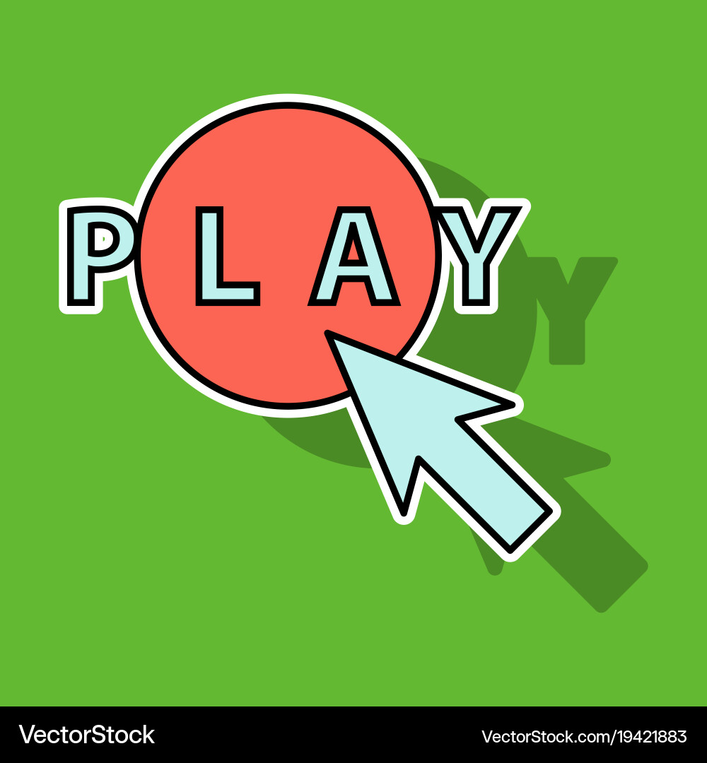 Sticker play sign flat style icon on background Vector Image