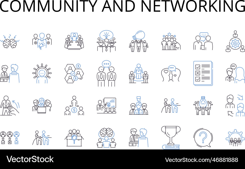 Community and networking line icons collection Vector Image