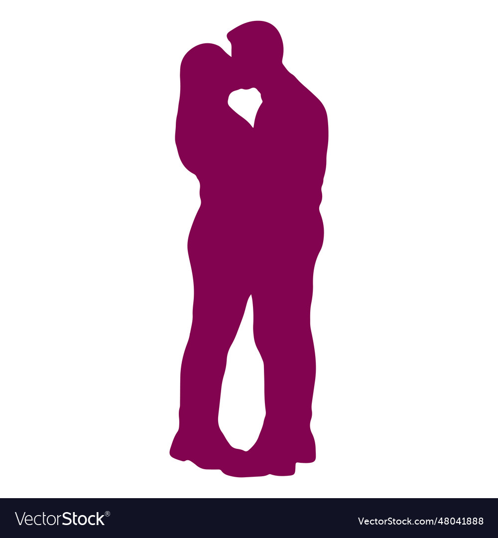 Couple Standing Kissing Silhouette Royalty Free Vector Image