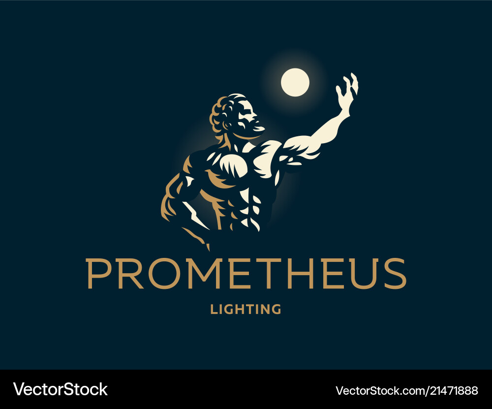 Greek hero prometheus light in hand Royalty Free Vector