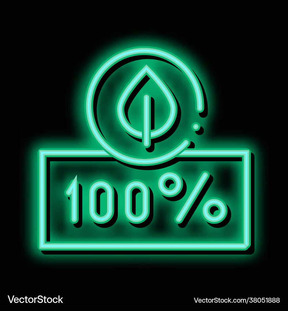 Hundred percent neon glow icon Royalty Free Vector Image