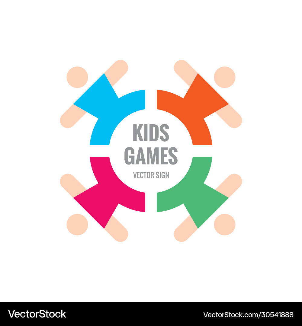 Kids games - logo template concept Royalty Free Vector Image