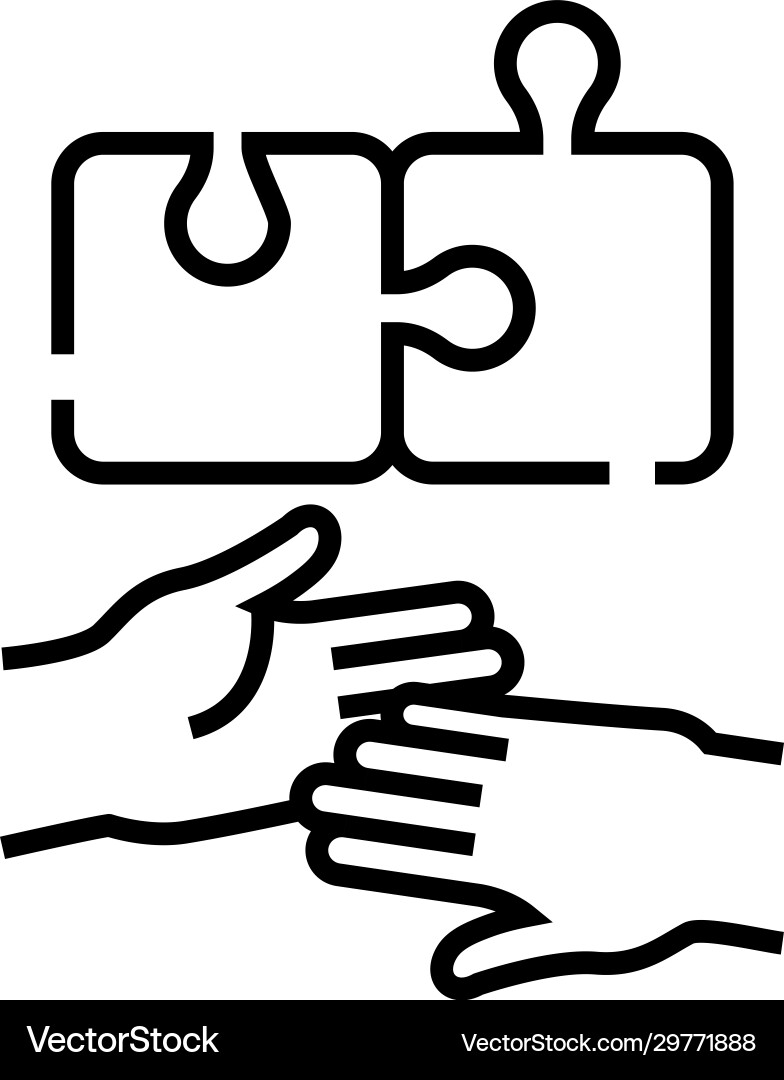 Making puzzle line icon concept sign outline Vector Image