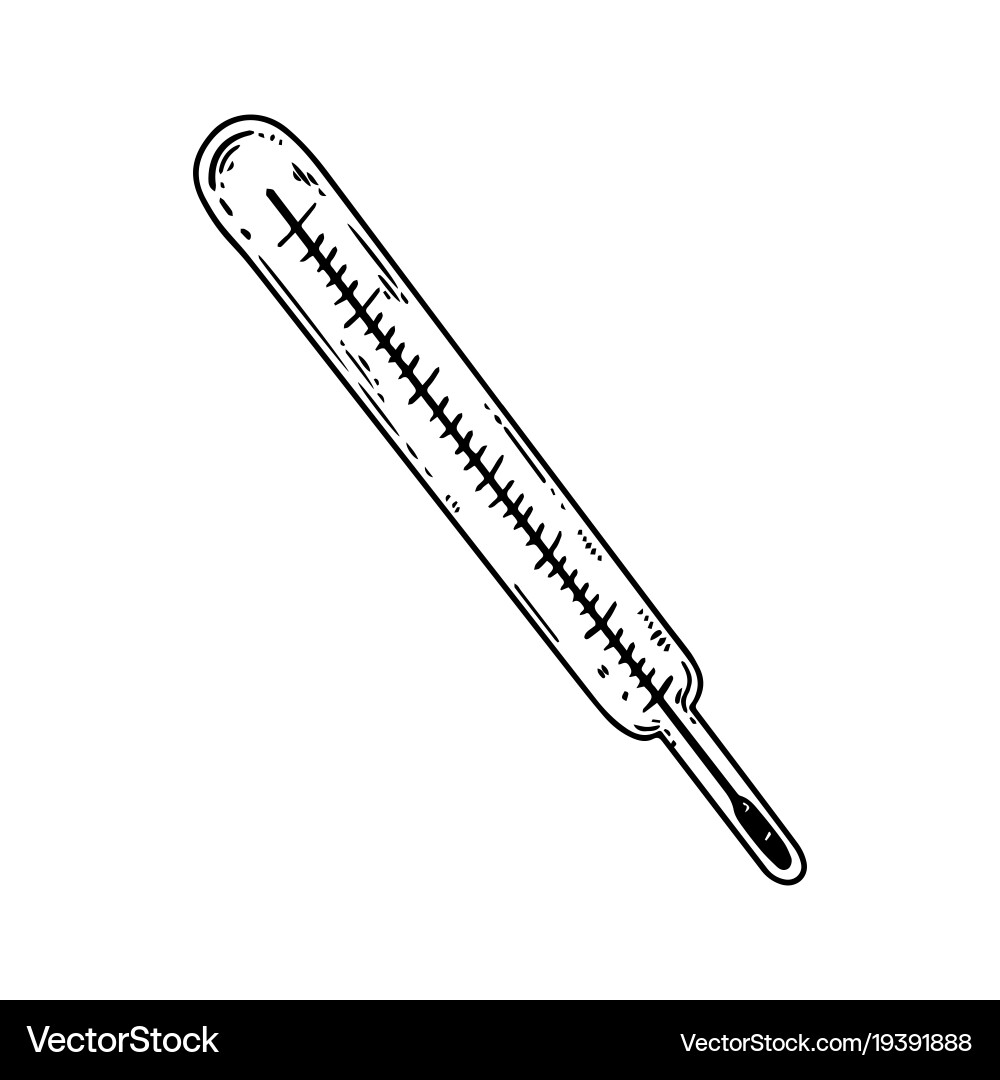 Medical thermometer engraving Royalty Free Vector Image
