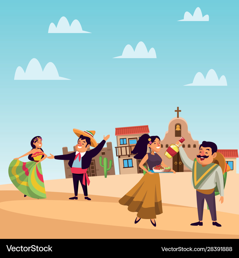 Mexican cartoon people design Royalty Free Vector Image
