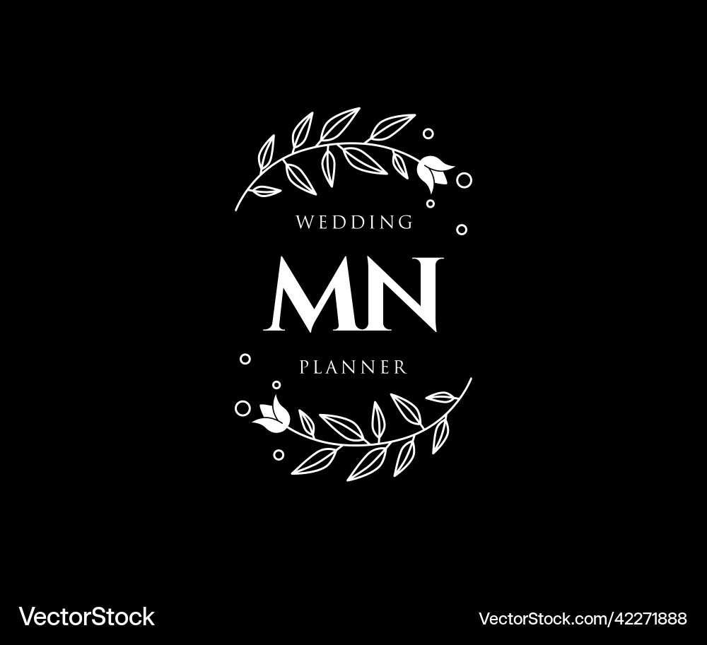 Mn initials letter wedding monogram logos Vector Image