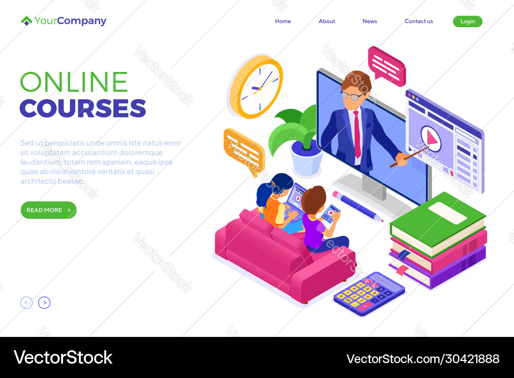 Online distance education from home Royalty Free Vector