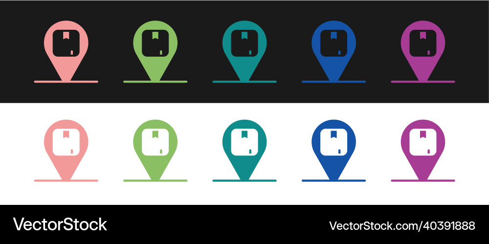 Set location with cardboard box icon isolated Vector Image
