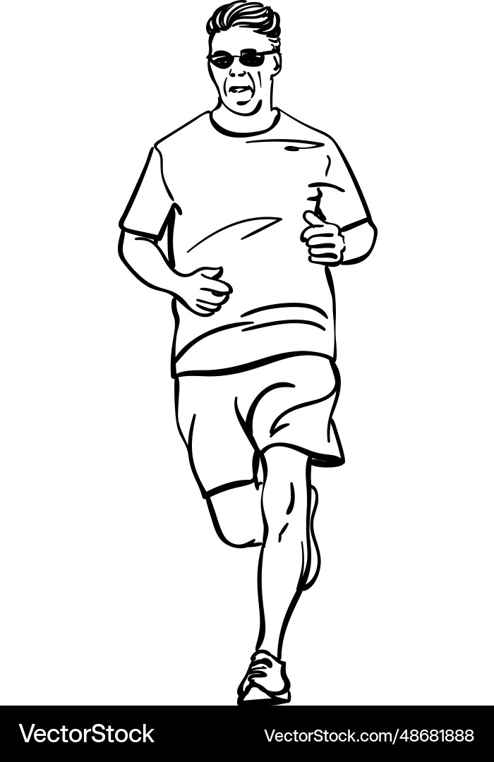 Sketch of running man hand drawn linear Royalty Free Vector