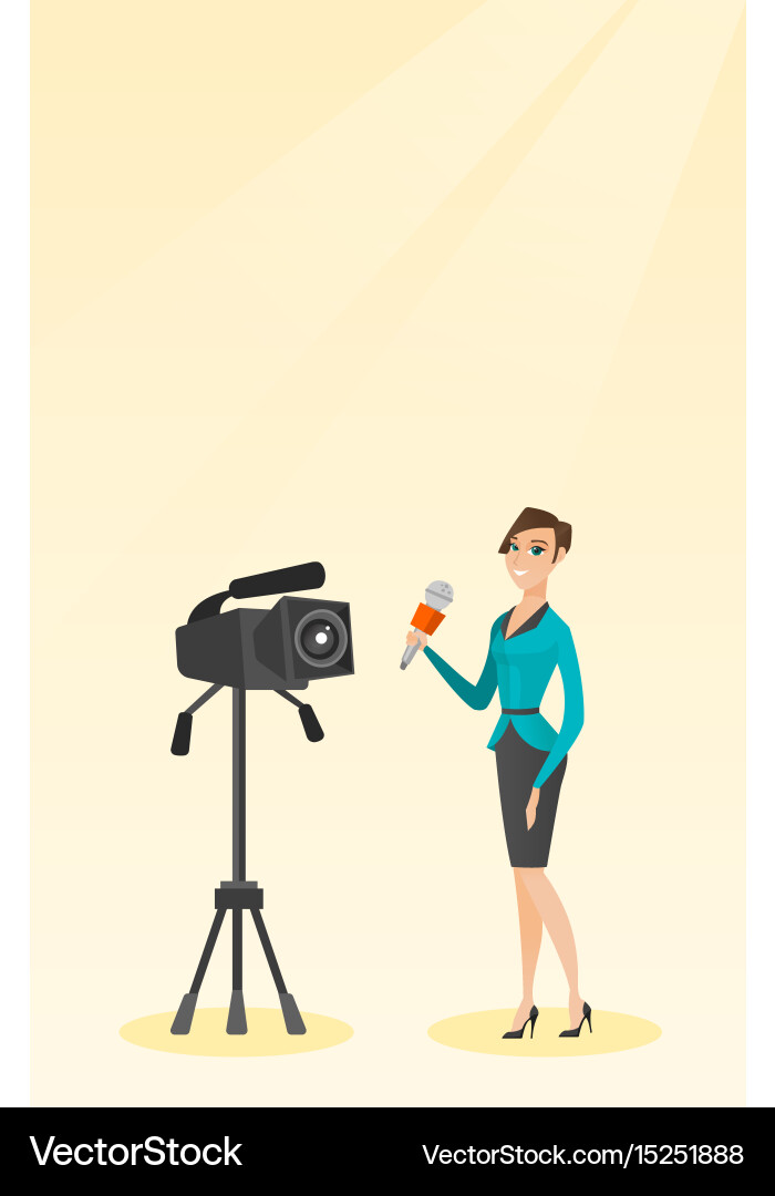 Tv reporter with a microphone and camera Vector Image
