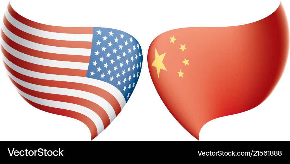 Usa and china flags on white Royalty Free Vector Image