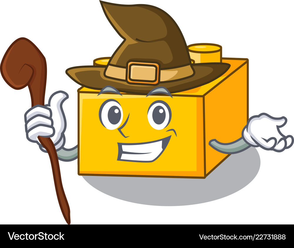 Witch building blocks tyos isolated on cartoon Vector Image