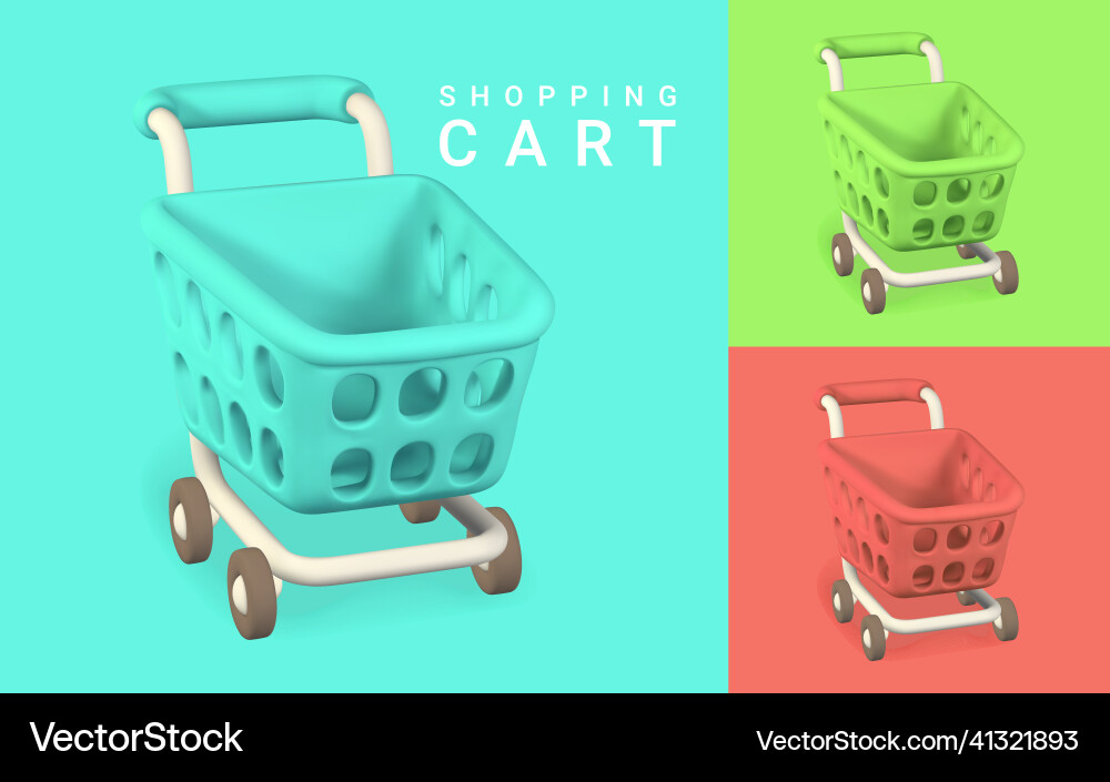 3d empty red green and blue shopping carts Vector Image