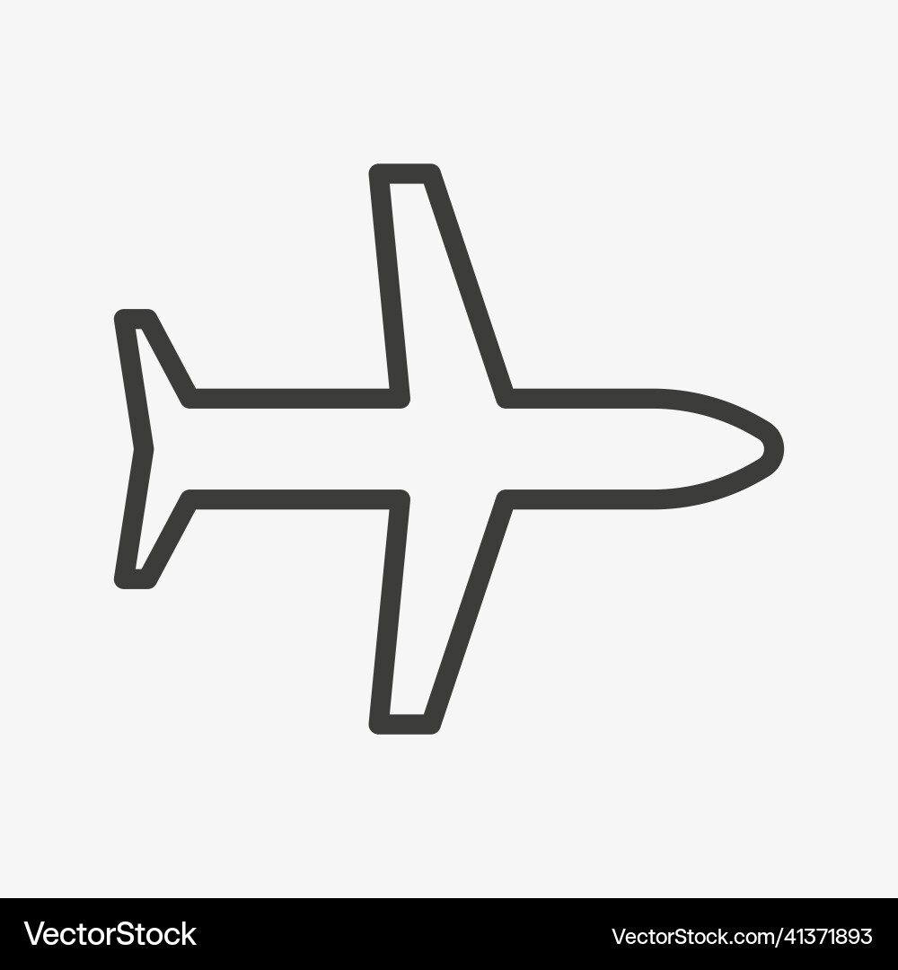 Airplane outline icon on white background Vector Image
