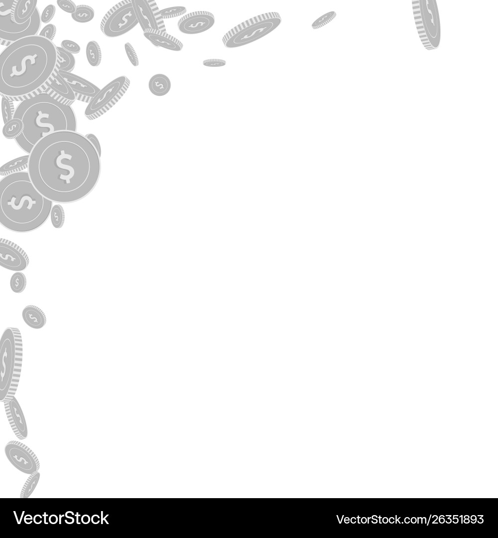 American dollar coins falling scattered black Vector Image