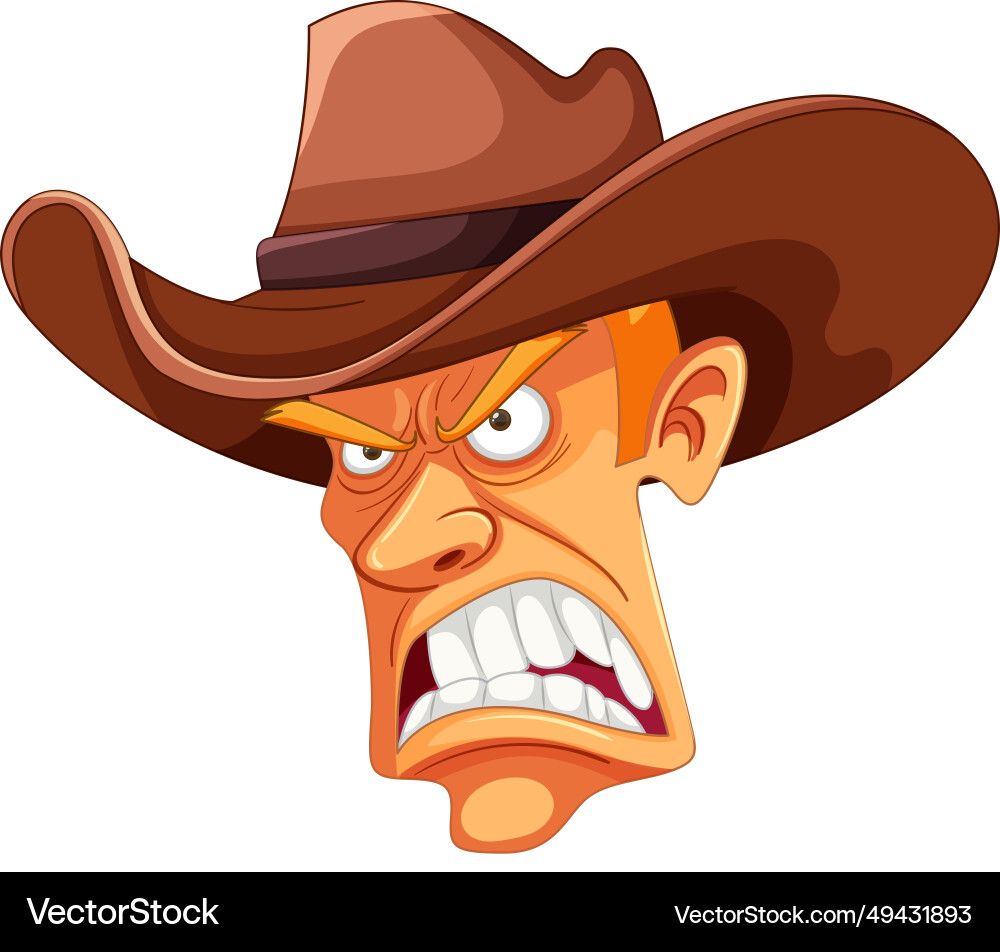 Angry cowboy with hat cartoon Royalty Free Vector Image