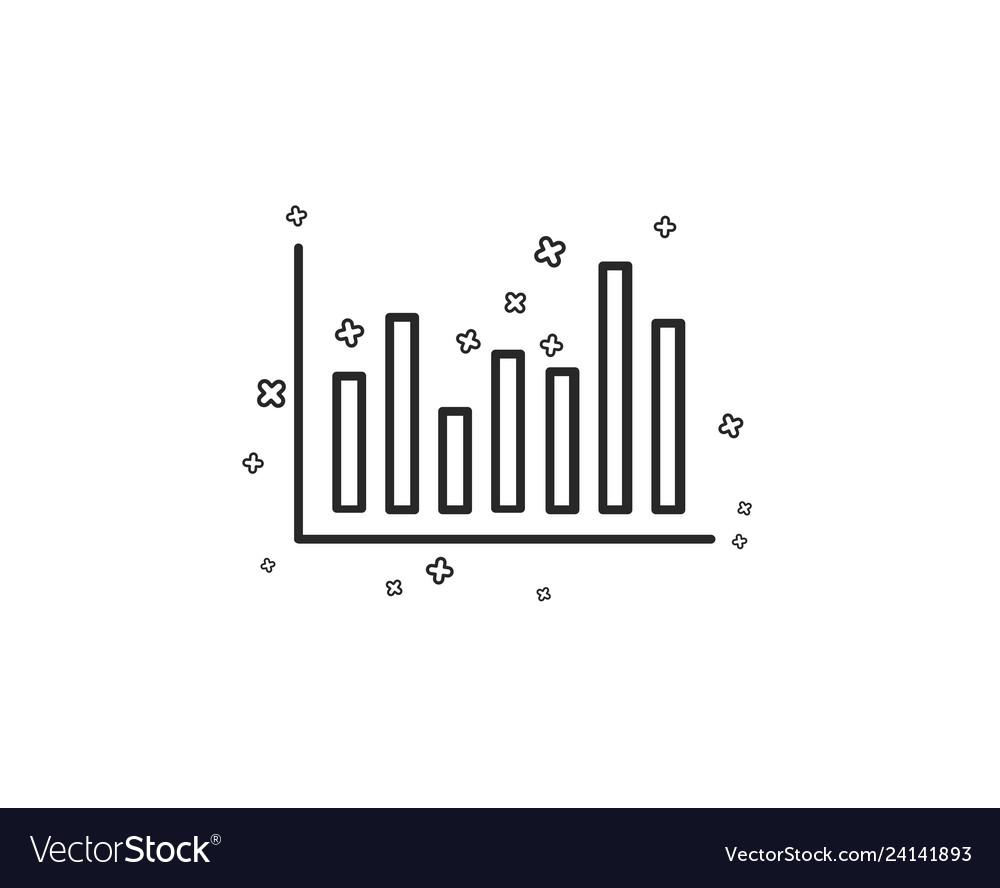 Column chart line icon financial graph sign stock Vector Image