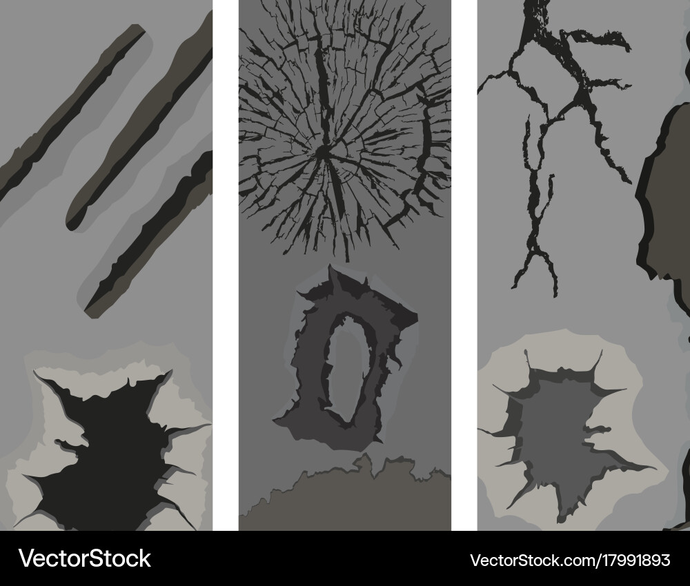 Crackle brochure with many cracks scratches Vector Image