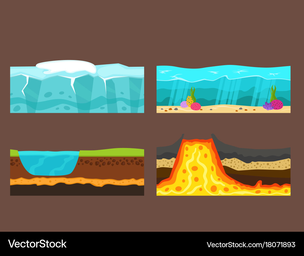 Cross section of ground volcano Royalty Free Vector Image
