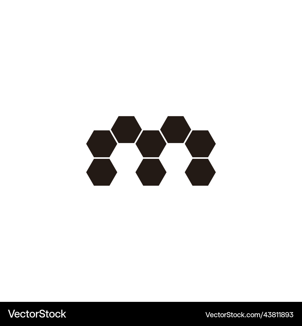 Eight hexagons letter m geometric symbol simple Vector Image