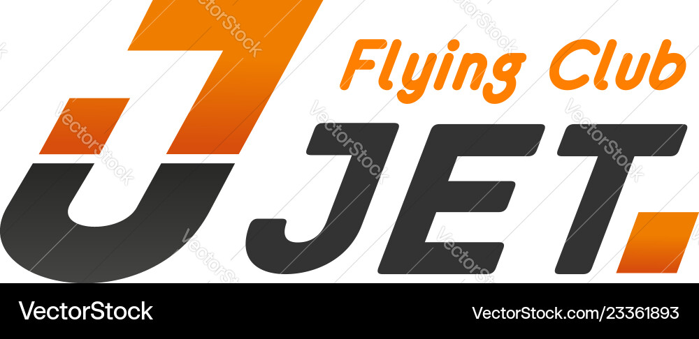 Flying club jet sign Royalty Free Vector Image