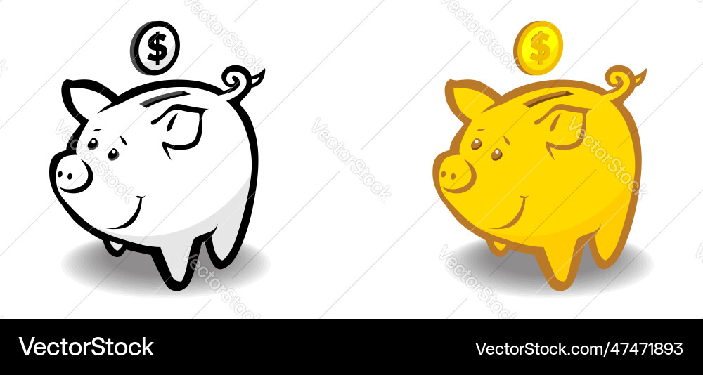 Funny piggy bank set Royalty Free Vector Image