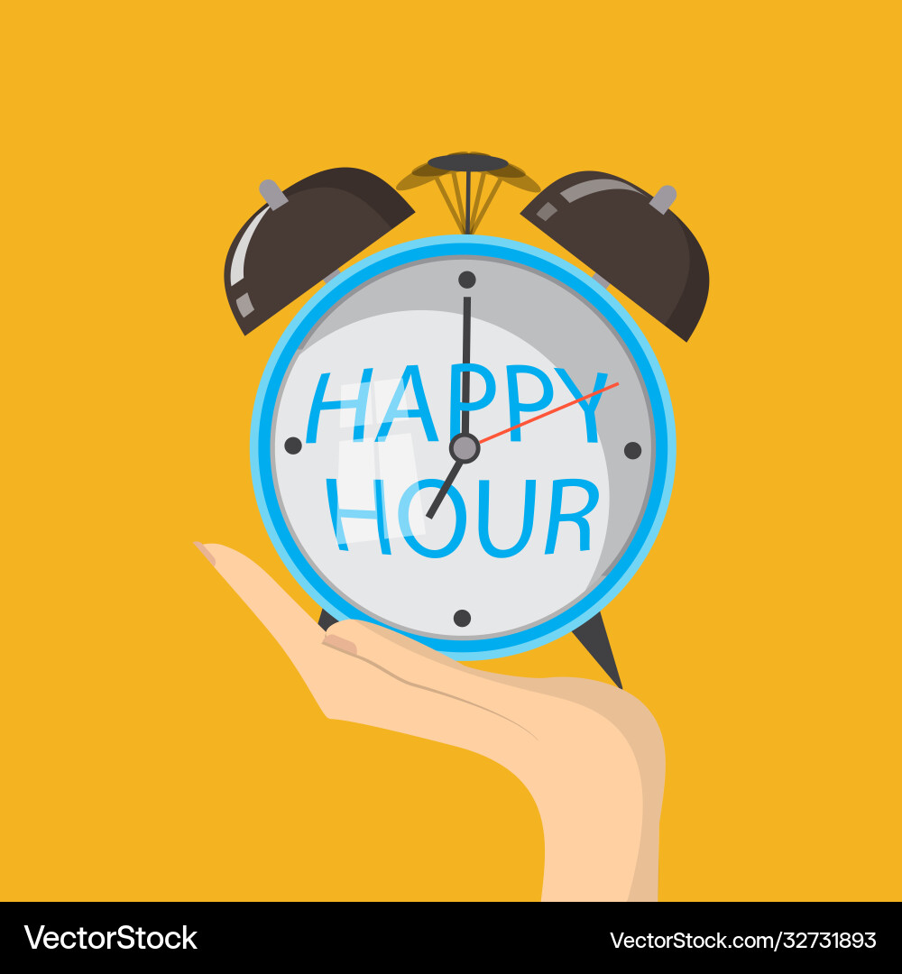 Icon happy hour alarm clock concept Royalty Free Vector