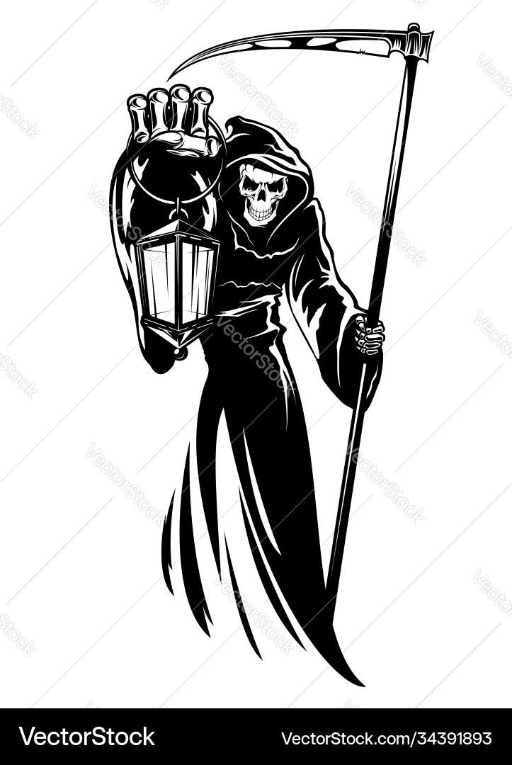 Reaper with scyand lantern grim death print Vector Image