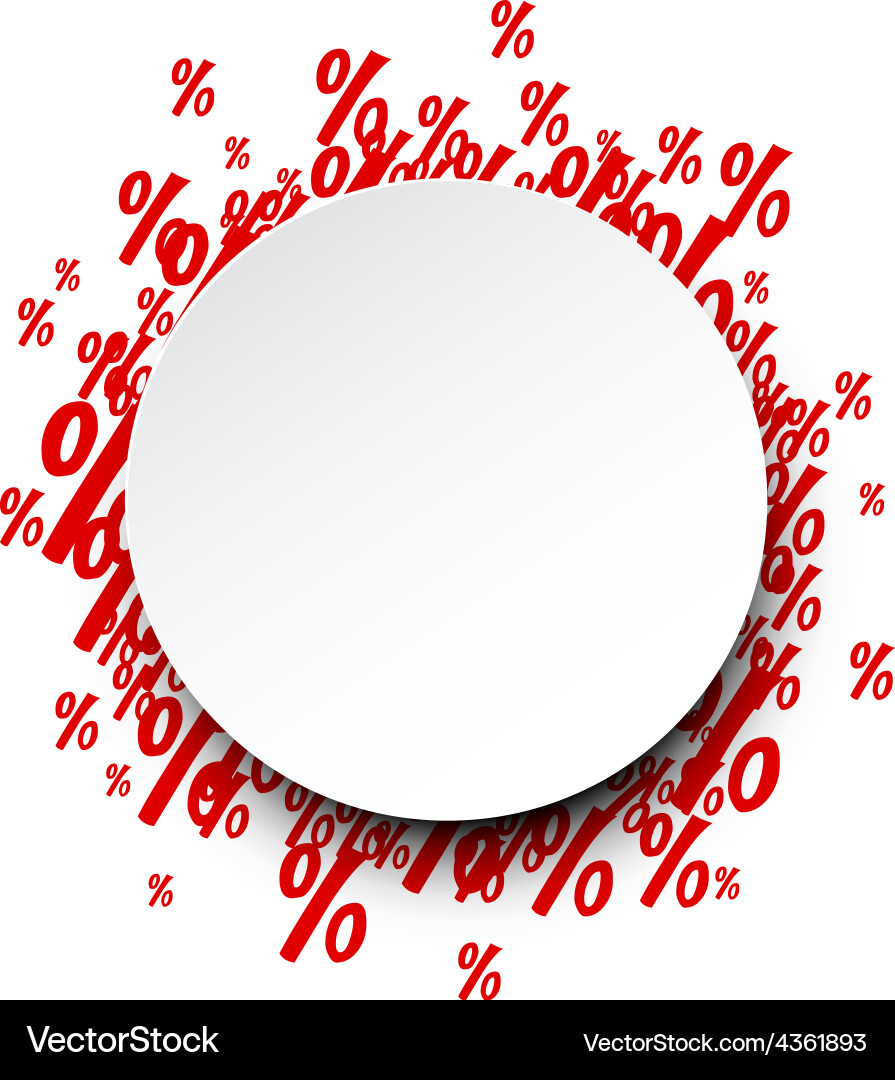 Round paper note over percent signs Royalty Free Vector