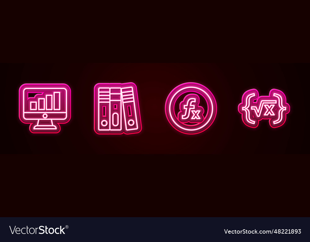 Set line computer monitor with graph chart office Vector Image Set line computer monitor with graph chart office Vector Image