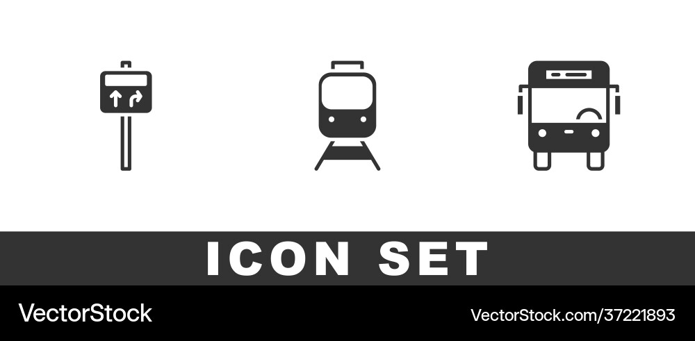Set road traffic signpost train and railway Vector Image