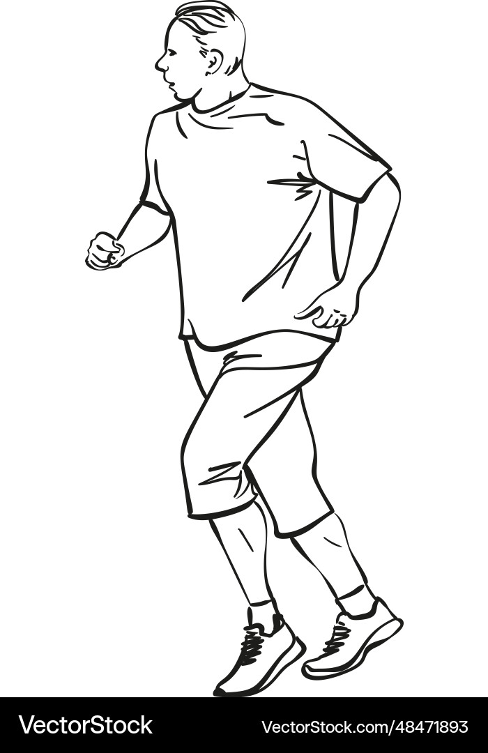 Sketch of running man hand drawn linear Royalty Free Vector