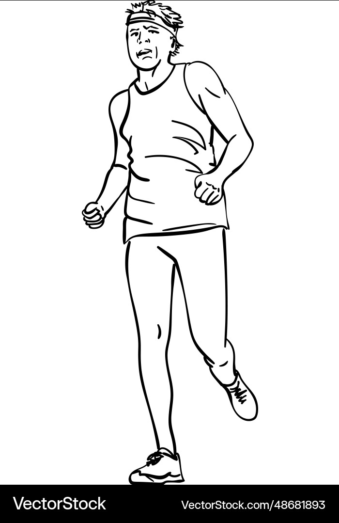 Sketch of running man hand drawn linear Royalty Free Vector