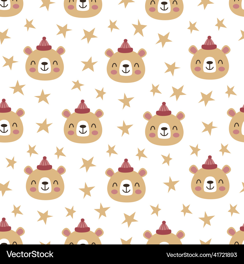 Winter seamless pattern with bear forest elements Vector Image