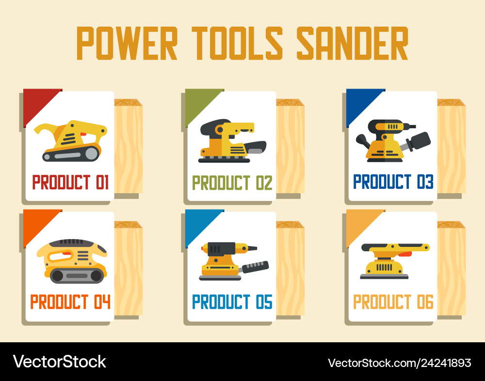Woodworking sanders series flat web banner Vector Image